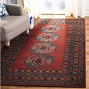 SAFAVIEH Heritage Collection Accent Rug - 4' x 6', Red, Handmade Traditional Oriental Wool, Ideal for High Traffic Areas in Entryway, Living Room, Bedroom (HG919Q)