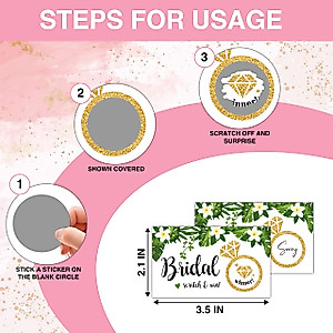 Bridal Shower Scratch Off Game Cards - Glitter Diamond Ring - Tropical Greenery Wedding Shower Ideas - Bride Shower Party Activities & Supplies - Bachelorette Party Decoration - 50 Pack(07)