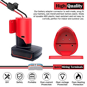 2 Packs Power Wheel Adapter for Milwaukee M12 Battery Adapter 12V Power Wheel Battery Conversion Kit with Switch, Fuse & Wire Terminals, 12AWG Wire, Power Connector for DIY Rc Car Toys and Robotics