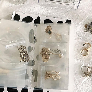 Transparent Jewelry Storage Book, Earring Organizer Book, Anti Oxidation Jewelry Storage, PVC, Anti Tarnish, Resealable (84 Grids +50pcs Jewelry Storage Bag)