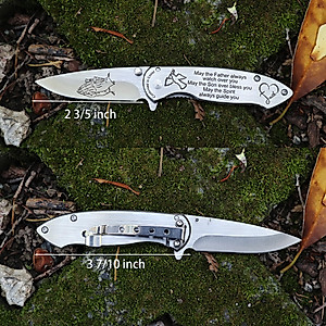 MRSLYFQH Scripture Grace Gifts Jesus Christ Religious Pocket Knive for Mens,Bible Verse Catholic Confirmation & Baptism Holy Salvation Faith Gift