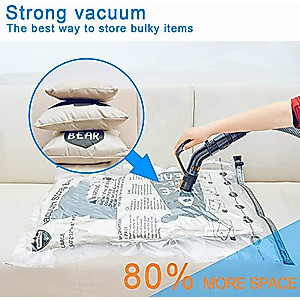 Space Saver Bags (6 Small) Vacuum Storage Sealer Bags for Blankets Clothes Pillows Comforters with Hand Pump - 6 Small