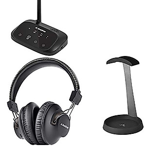 Avantree HT5009 & HS102, Bundle - Wireless Over-Ear Headphones for TV with Bluetooth Transmitter, No Audio Delay, Longe Range & Metal Headphone Stand Hanger wih Cable Storage Tray, Soft Silicone Skin
