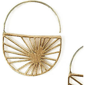 INK+ALLOY Women's Maggie Gold Plated Recycled Italian Brass Hoop Earrings, Handmade Jewelry for the Modern Bohemian (Brass Sunburst Hoops)