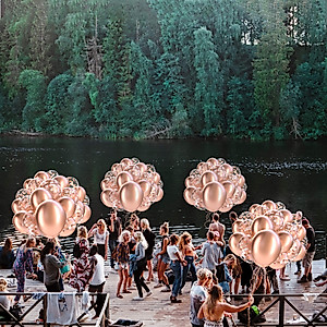 Dandy Decor 60 Pack Rose Gold Balloons + Confetti Balloons w/Ribbon | Rosegold Balloons for Parties | Bridal & Baby Shower Balloon Decorations | Latex Party Balloons |