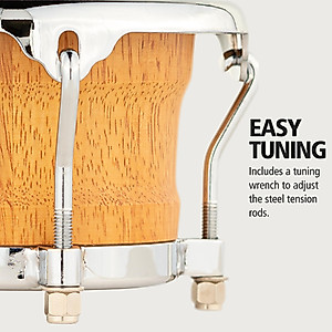 Meinl Percussion Rubberwood Stave Shells, Miniature Size — NOT MADE in CHINA — Free Ride Suspension System and True Skin Buffalo Heads, TWO-YEAR WARRANTY, Mini Wood Bongos (FWB100SNT-M)