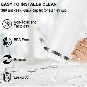Amgkonp 40oz Tumbler Lid for Stanley Lid Replacement,2 Pack Spill Proof Replacement Lid with Spill Stopper Set for Stanley Cup Quencher 2.0 Accessories(White&Flesh Pink)