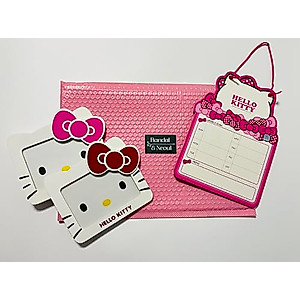 Hello Kitty Room Decor Set - 2 Hello Kitty Picture Frames Red & Pink - With Thematic 2-Sided Dry Erase Board for Weekly Schedule and Free Writing Space