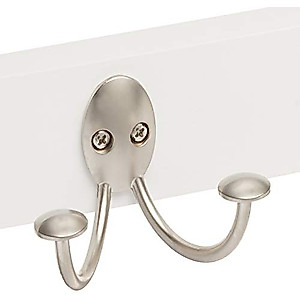 Spectrum Diversified Stratford Wall Mount Wood Rack for Entryway Kitchen and Bathroom Organization, Satin Nickel