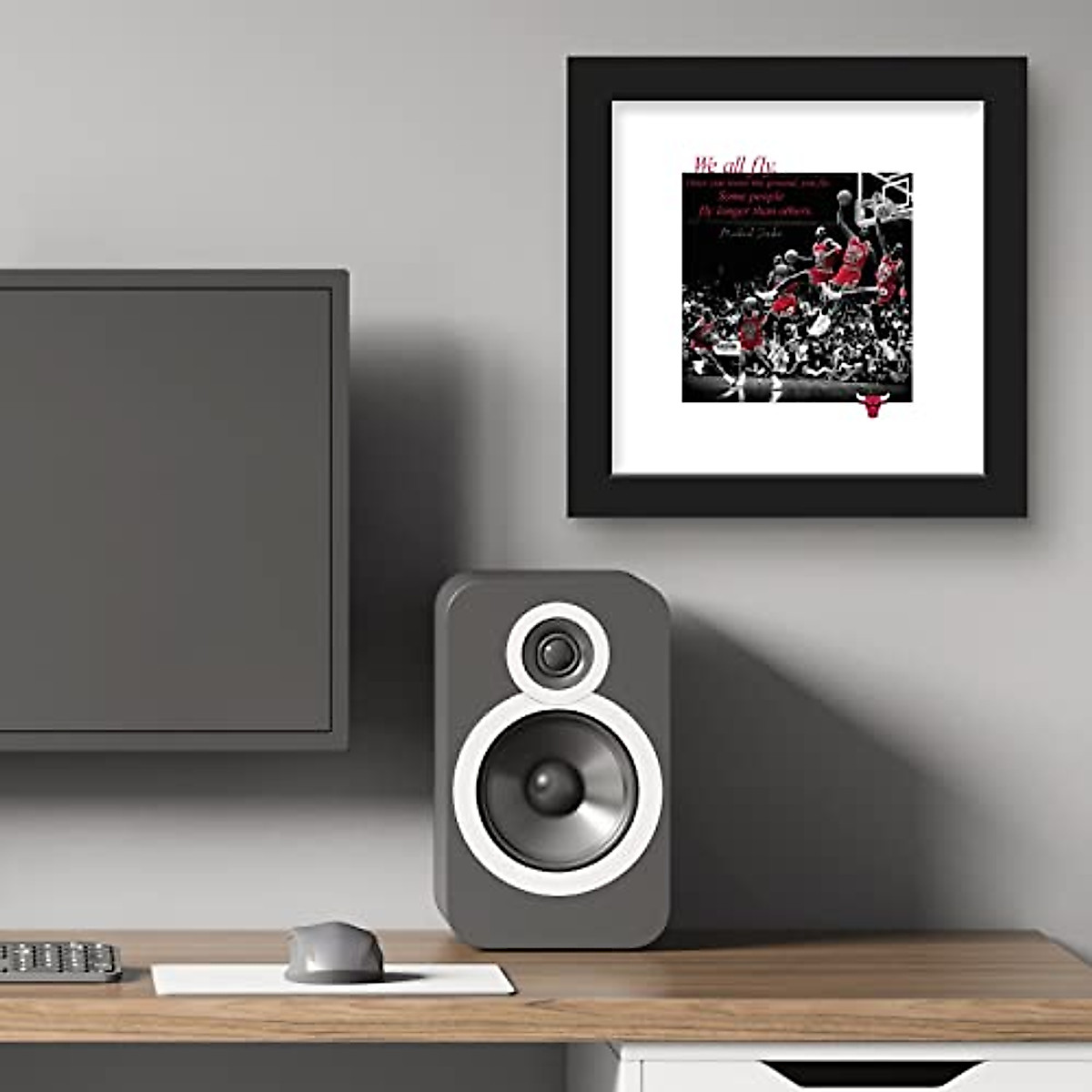 Trends International Gallery Pops Michael Jordan - Quote We All Fly Wall Art Wall Poster, 12" x 12", Black Frame Version
