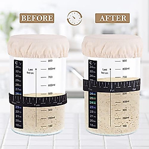 NEOBELLA Sourdough Starter Jar Kit, Sourdough Starter Jar with Thermometer, Scraper, Cloth Cover and Lid. Reusable Sourdough Jar Kit Use for Home Bakery