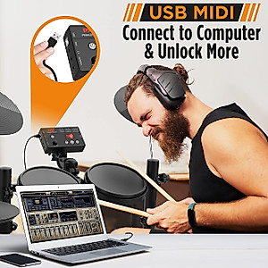 Pyle 8-Piece Electric Drum Set with MIDI Support, Preloaded Sounds, Cymbals, and Digital Foot Pedals