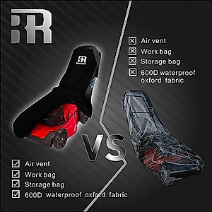 Beremese Lawn Mower Cover -600D Heavy-Duty Oxford Waterproof Cloth,Push Mower Cover is Outdoor Waterproof,Tear-Resistant,UV-resistant,Fit Drawstring & Cover Storage Bag (74”x 25”x 39”) (Black).