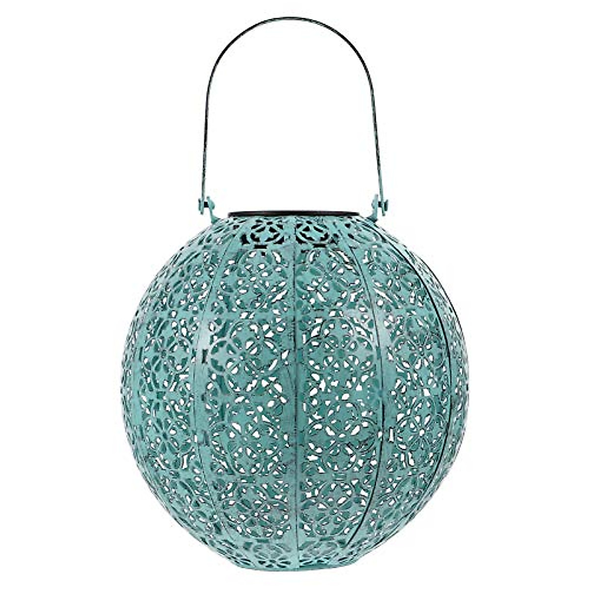 OSALADI Solar Lantern Lights Outdoorï¼Œ LED Solar Powered Hanging Lights Waterproof Hollow- Out Metal Tabletop Lanterns for Indoor and Outdoor Garden Tree Patio Courtyard Home Party Decor (Blue)