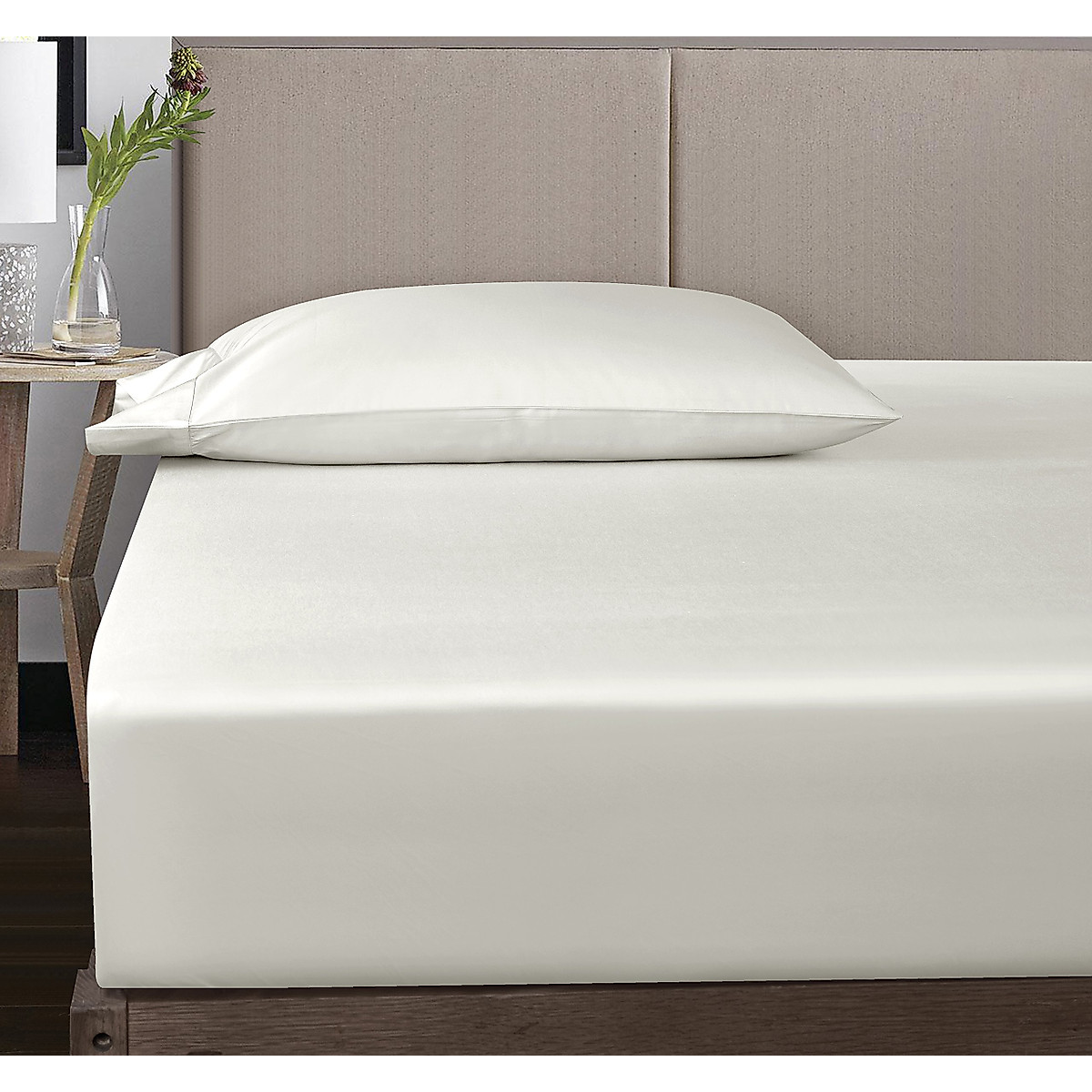 Casabolaj Shading Hotel Collection 4 Pieces Sheet Set 100% Egyptian Cotton Sateen 400 TC - Luxury Modern Sheet sets Queen King - Borders in Contrasting color Champagne/Beige (Rosa, California King)