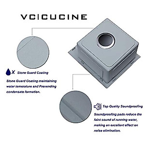 VCCUCINE Drop in Bar Sink, 15 x 15 Inch Topmount RV Small Kitchen Sink, Handmade Stainless Steel Wet Bar Sink, Outdoor Single Bowl, Brushed Nickel Prep Sink with Accessories