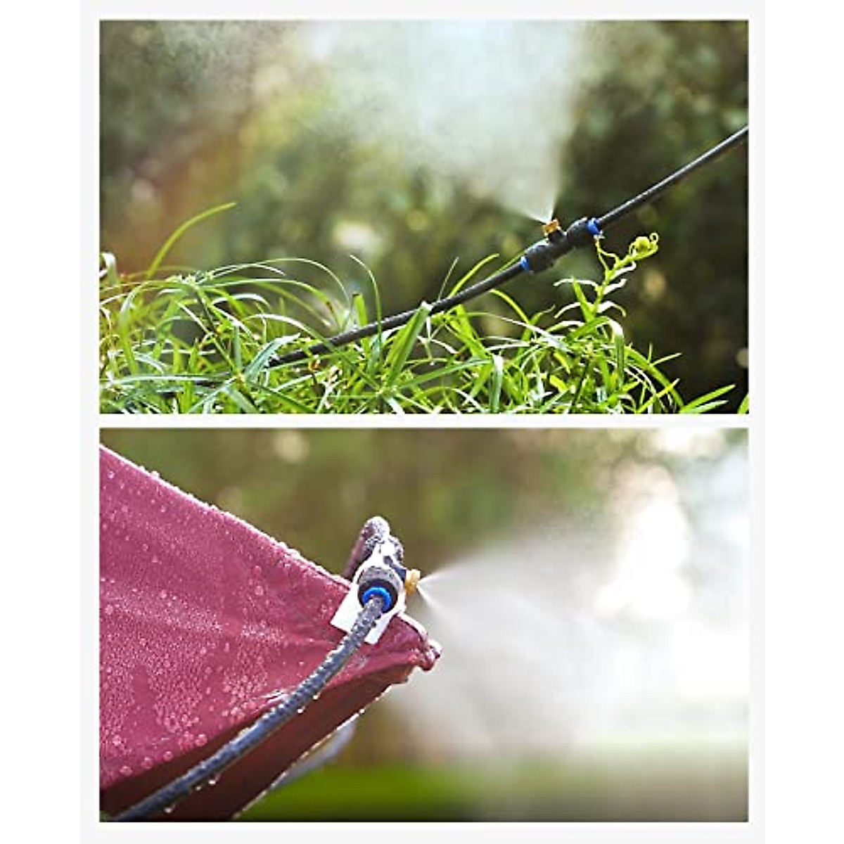 HOMENOTE Misting Cooling System, 26FT (8M) Misting Line + 7 Brass Mist Nozzles + Brass Adapter(3/4") Outdoor Mister for Patio Garden Greenhouse Trampoline for Waterpark