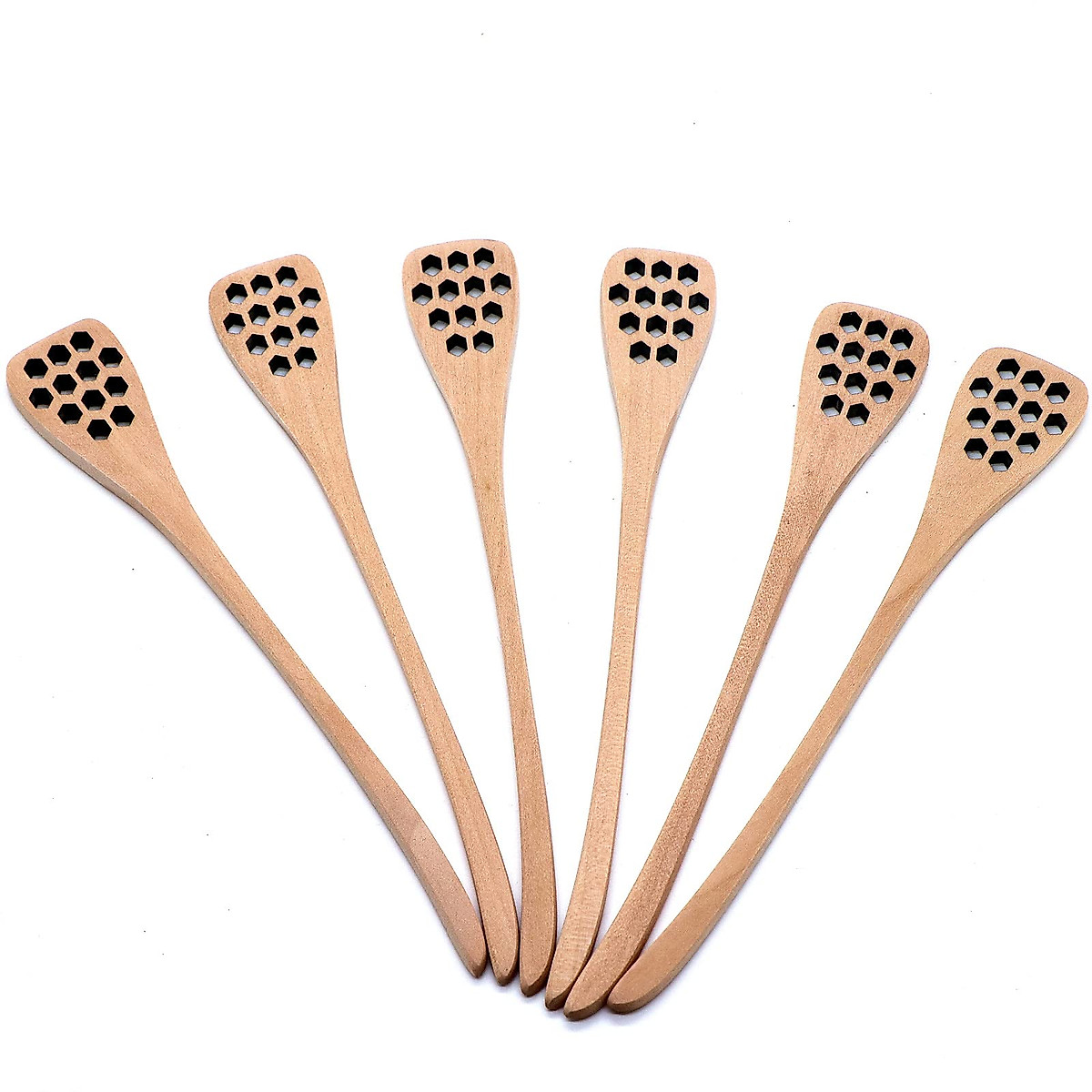 Newwe Honey Dippers (6 pcs set) 7 inch Honeycomb Stick, Honey Stirrer Stick for Honey Jar Dispense Drizzlier Honey and Wedding Party Gift