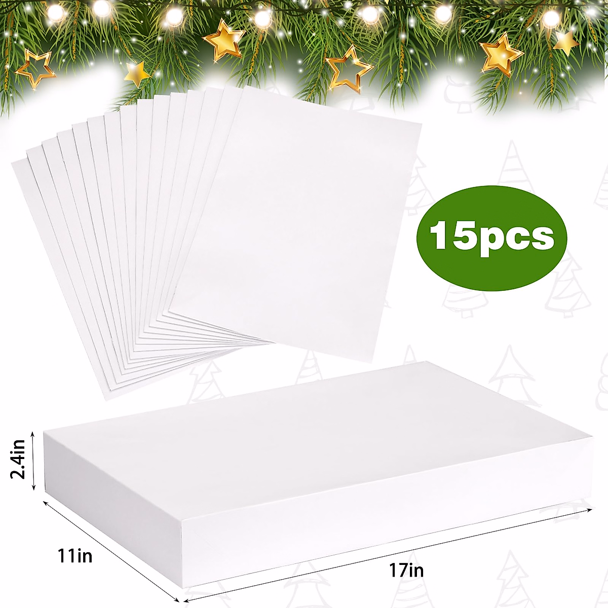 Moretoes 15 PCS X-Large White Gift Boxes with Lids, Shirt Boxes Robe Boxes for Holidays, Mother's Day, Father's Day, Birthdays, Valentine's Day（17 x 11x 2.4 Inches）