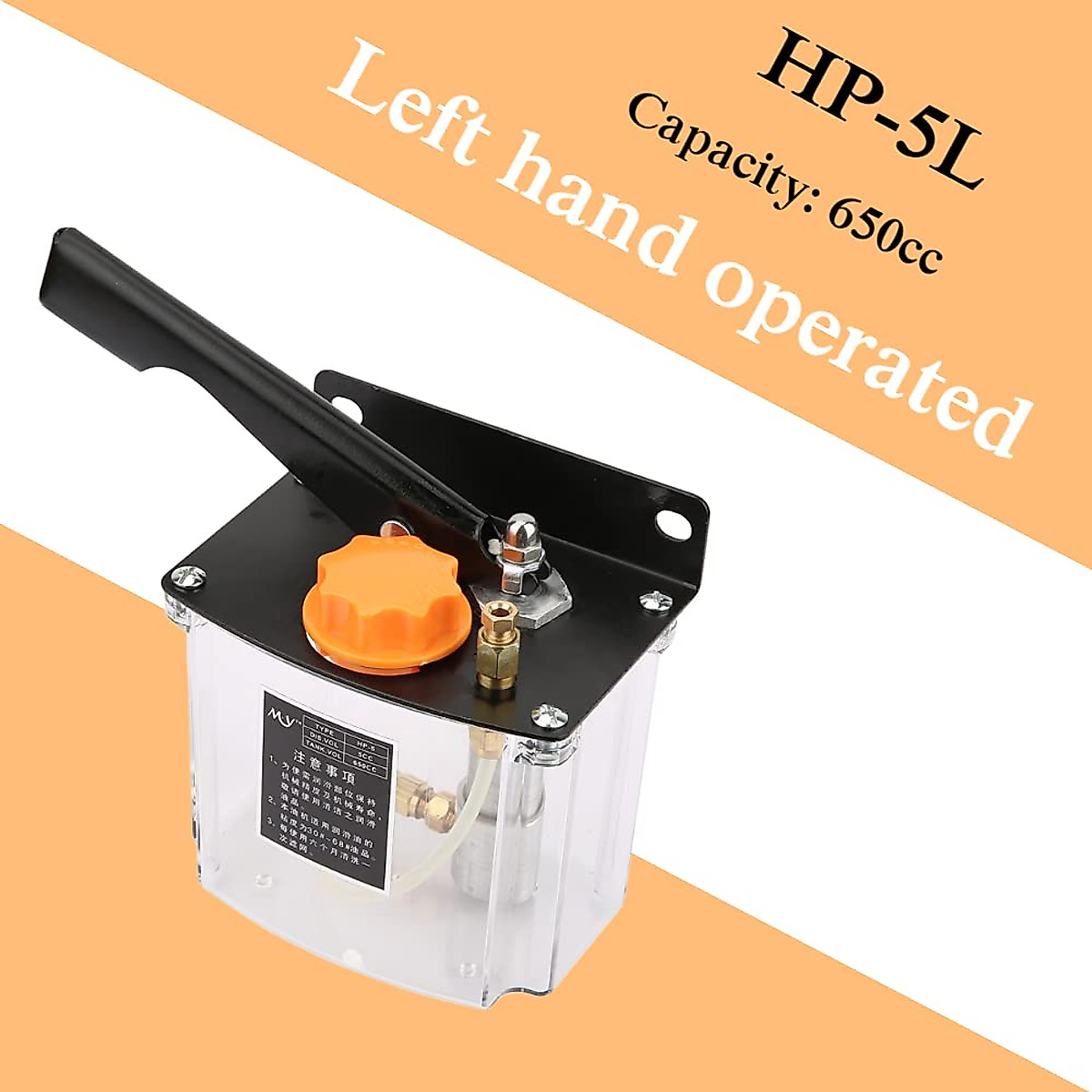 Hand Lubrication Pump, 650CC Left Hand Operated Lubrication Pump, Manual Grease Lubricator Pump, for CNC Machine Tools, Machining Center