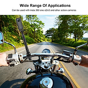 PULUZ Third Person Perspective Motorcycle Bike Handlebar Mount Selfie Stick Pole for Gopro, Insta360, Action Camera Clamp Monopod Stand 11-44.7 inch