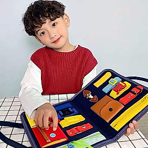 hosck Montessori Toys for 1 Year Old, Newborn Toys Education Activity Toddler Toys for Basic Skills Learning,Dress Cognition, Bag Designed Enlighten Toy for Infants, Boys and Girls