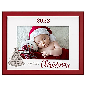 Malden International Designs 2023 My First Christmas 4x6 Red Expressions Matted Picture Frame Metal Tree Attachment
