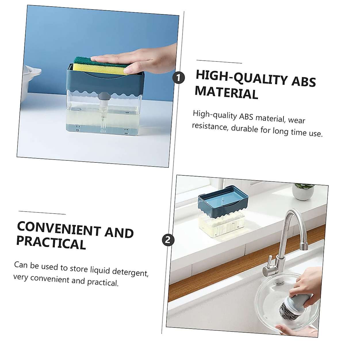 Alipis Soap Pump Dispenser 1PC Presser 2 in 1 Kitchen Sponge Holder Sponge Tray Sink Sponge Hand wash Dispenser Kitchen Sink Sink Dispenser Sink Pump foaming Dispenser abs Soap Counter