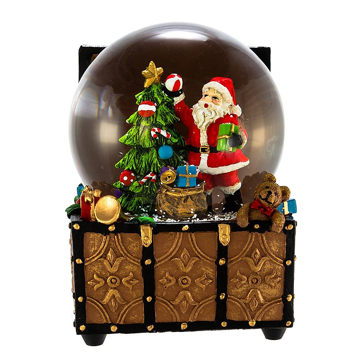 Kurt S. Adler J3259 100mm Wind-Up Musical Santa Water Globe in Treasure Chest