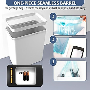 Pure Flower Home Automatic Small Trash Can, 12 Liter/ 3.1 Gallon Motion Sensor Trash Can Waterproof Smart Trash Can Plastic Trash Cans for Bedroom/Bathroom/Office (White)