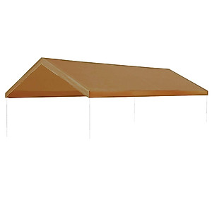 Strong Camel Outdoor 10x20 Replacement Canopy Roof Cover Valanced Carport Covers (10'x20', Tan)