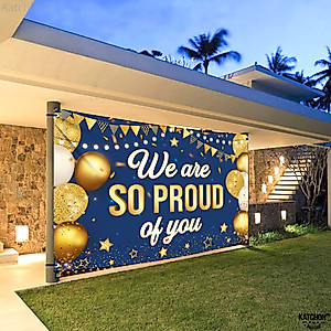 KatchOn, Blue We are So Proud of You Banner - XtraLarge, 72x44 Inch | Graduation Banner, Congratulations Decorations | Graduation Backdrop 2024, Graduation Decorations Class of 2024 Blue and Gold