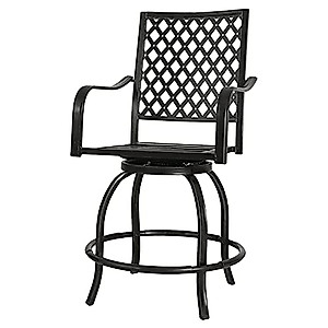 Ulax Furniture Outdoor Swivel Counter Stools Patio Bar Chairs with 100% Olefin Cushion (Set of 4)