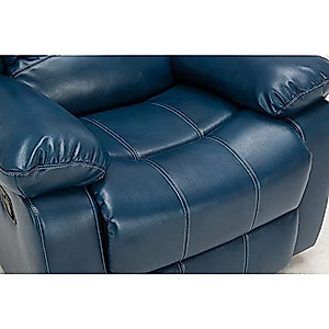Comfort Pointe Clifton Navy Blue Faux Leather Glider Rocker Recliner