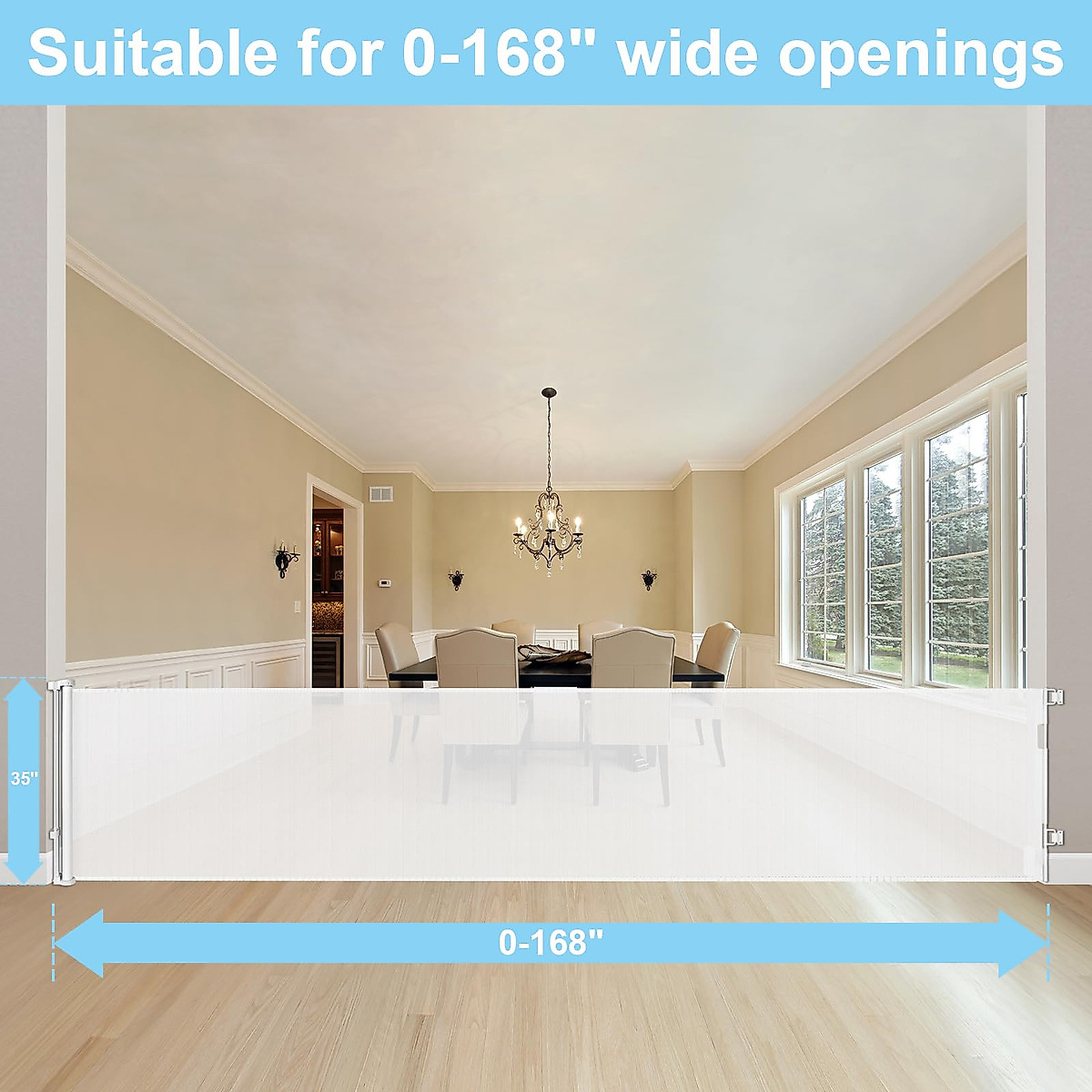 168 Inch Extra Long Baby Gates for Large Openings Retractable Baby Gate Retractable Gate Outdoor Retractable Baby Gates Extra Wide Baby Gates for Large Openings Extra Large Dog Gate for Large Openings