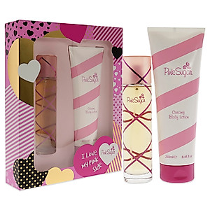 Aquolina Pink Sugar for Women 2 Pc Gift Set 3.4 Oz Eau De Toilette Spray, 8.45 Oz Creamy Body Lotion, Fresh scent