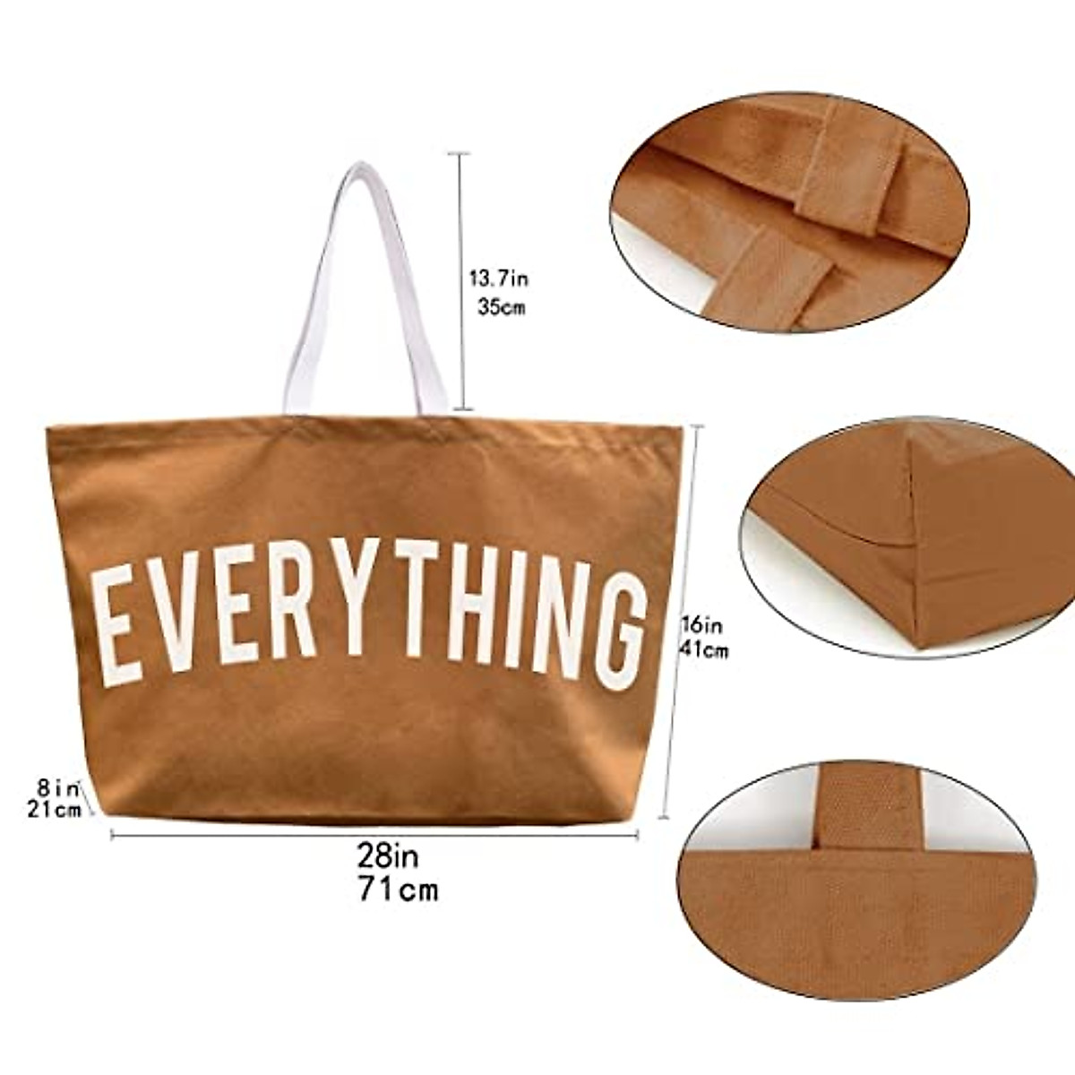 EVERYTHING CANVAS TOTE BAG (TAN), X-Large
