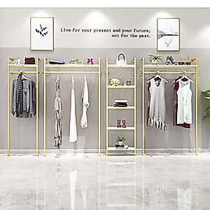 FURVOKIA Creative Wall Mounted 1 Tier Clothes Display Rack,Clothing Retail Store Floor-Standing Garment Rack,Organization Clothing Metal Hanging Rod,Storage Shoes Bags Shelf (24" L, Gold B)