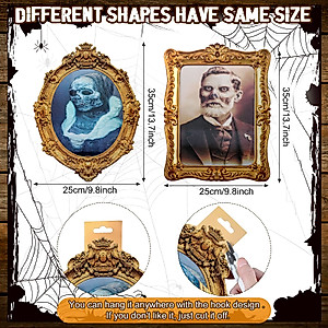 Cindeer 12 Pcs Halloween 3D Changing Face Moving Picture Frame Scary Decor Spooky Ghost Portrait Halloween Wall Decoration for Window Wall Halloween Party Haunted House