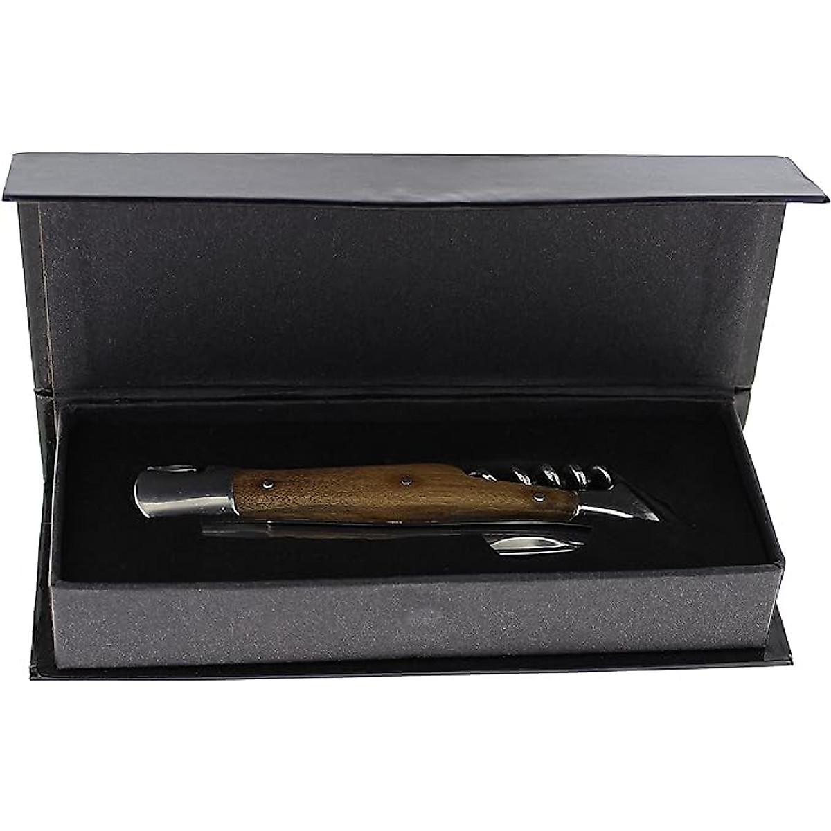 French Home LG052 Connoisseur Pocket Knife with Cork Screw and Olive Wood handle, Wood Grain