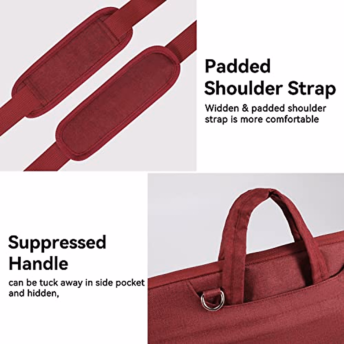 Voova Laptop Bag,17 17.3 Inch Laptop Sleeve Carrying Case Slim Computer Messenger Shoulder Briefcase with Strap Compatible with MacBook Pro/New Razer Blade Pro 17 Dell Asus Acer Hp Notebook,Wine Red