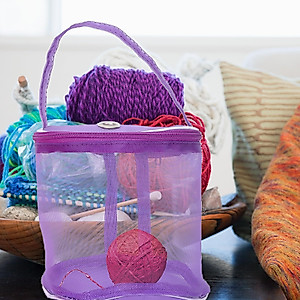 VILLCASE 2Pcs Wool Storage Bag Yarn Ball Holder Yarn Storage Yarn Thread Holder Yarn Ball Dispenser mesh Knitting Bag Multipurpose Tool Portable Yarn Bags Purple to Weave Nylon Handbag