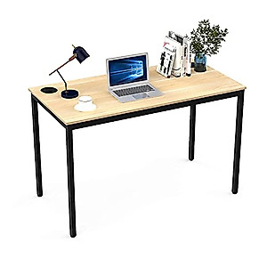 It's_Organized Industrial Computer Writing Desk, 47 Inch Office Study Desk for Laptops, Table for Office Study Living Room, Easy to Assemble,Sturdy Black Metal Frame, Wood Grain
