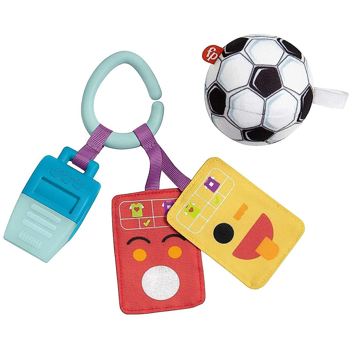 Fisher-Price Baby Toys Just for Kicks Gift Set, 3 Soccer-Themed Rattle Teether & Crinkle Activities for Developmental Play Newborns Ages 0+ Months