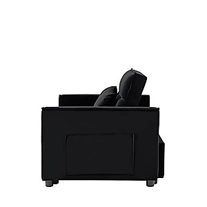 FANYE Modern Convertible Loveseat Pull Out Sleeper Bed,2 Seater Sofa & Couch W/Adjustable Backrest,Tufted Daybed for Home Apartment Office Living Room, Black Twin Velvet Both Side Pockets