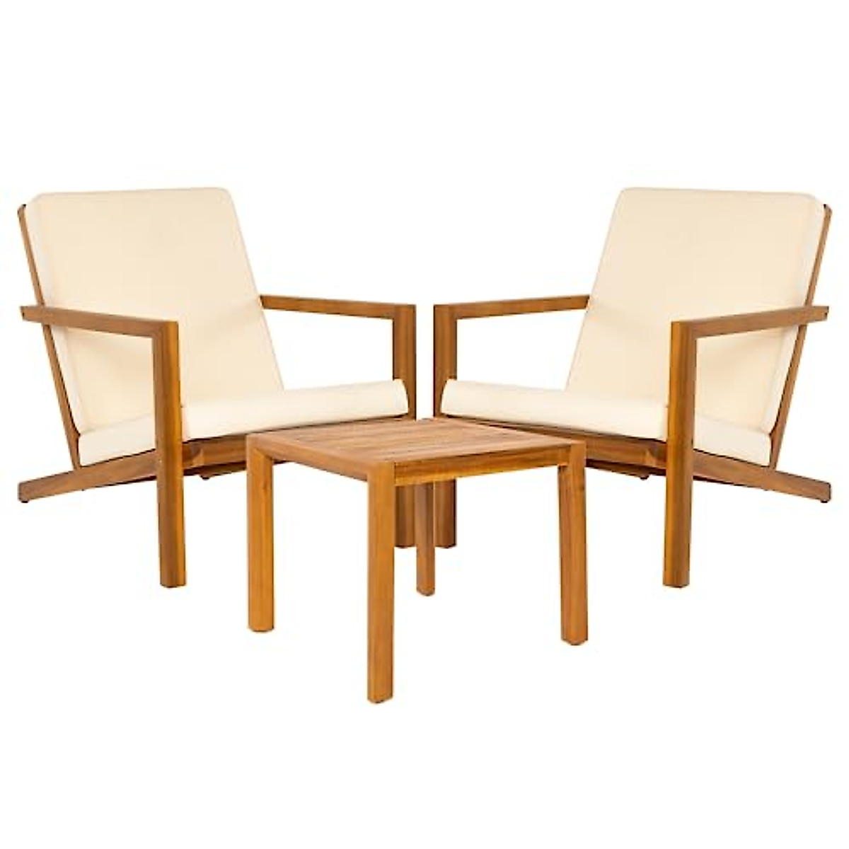 IDZO Natural 3-Piece Patio Bistro Sets with Foldable 400lbs Weight Endurance Chairs, a 220lbs Shelf Table, Made from FSC-Certified Acacia Wood, Featuring Washable Cushions and an Ergonomic Design