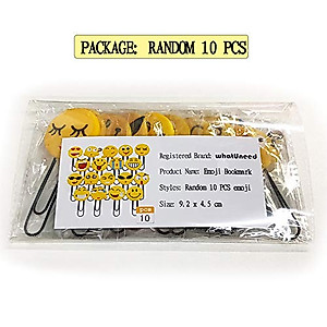 Cute Smiley Bookmarks, Funny Paperclip Bookmark, Novelty Emoticon Book Marker for Kids, Girls, Boys, School Student (Random 10PCS)