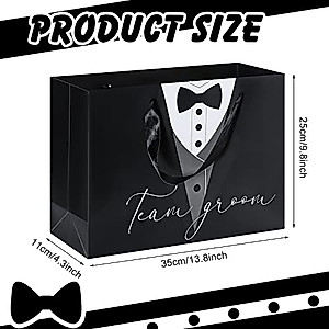 10 Pieces Groomsmen Gift Bags Tuxedo Gift Bag Set Wedding Treat Bags Groomsmen Bags Set of 10 Wedding Tuxedo Treat Bags 14" x 10" x 4.5" for Wedding Father's Birthday Boss Anniversary