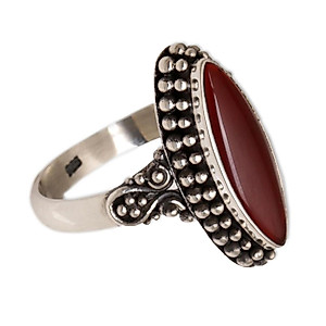 NOVICA Artisan Handmade Carnelian Ring Sterling .925 Sterling Silver Red Single Stone Indonesia Birthstone 'Fire and Courage'