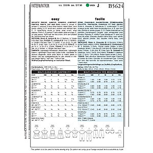 BUTTERICK PATTERNS B5624 Infants' Dress, Jumper, Romper, Jumpsuit, Panties, Hat and Bag, Size NB0 (NB-S-M)